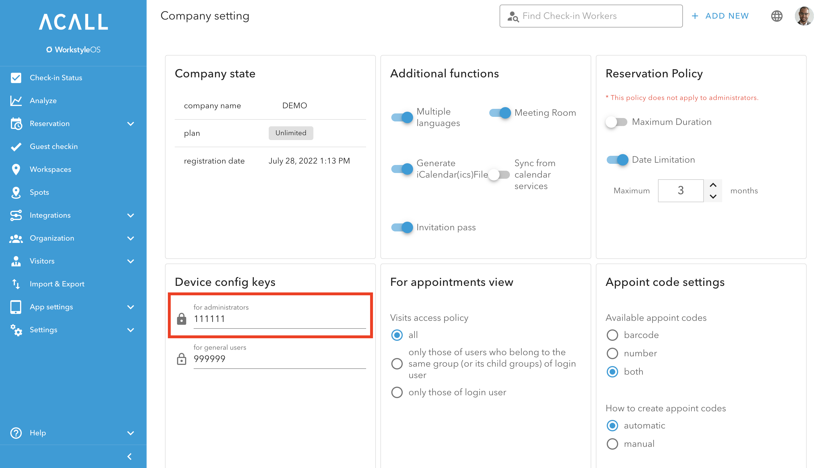 Set Device Config Keys – Acall Helpcenter