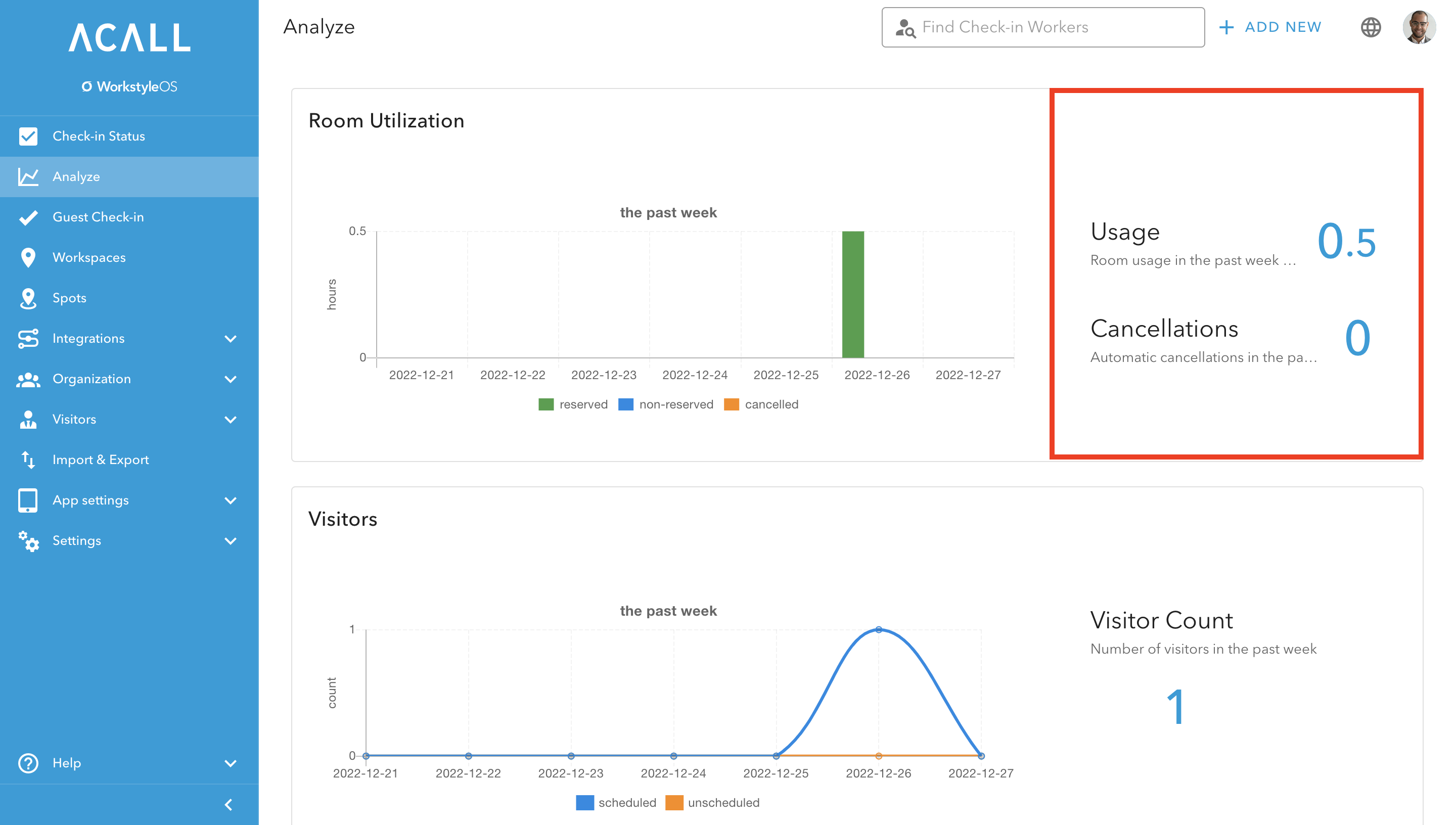 Analyze Screen on Acall portal – Acall Helpcenter