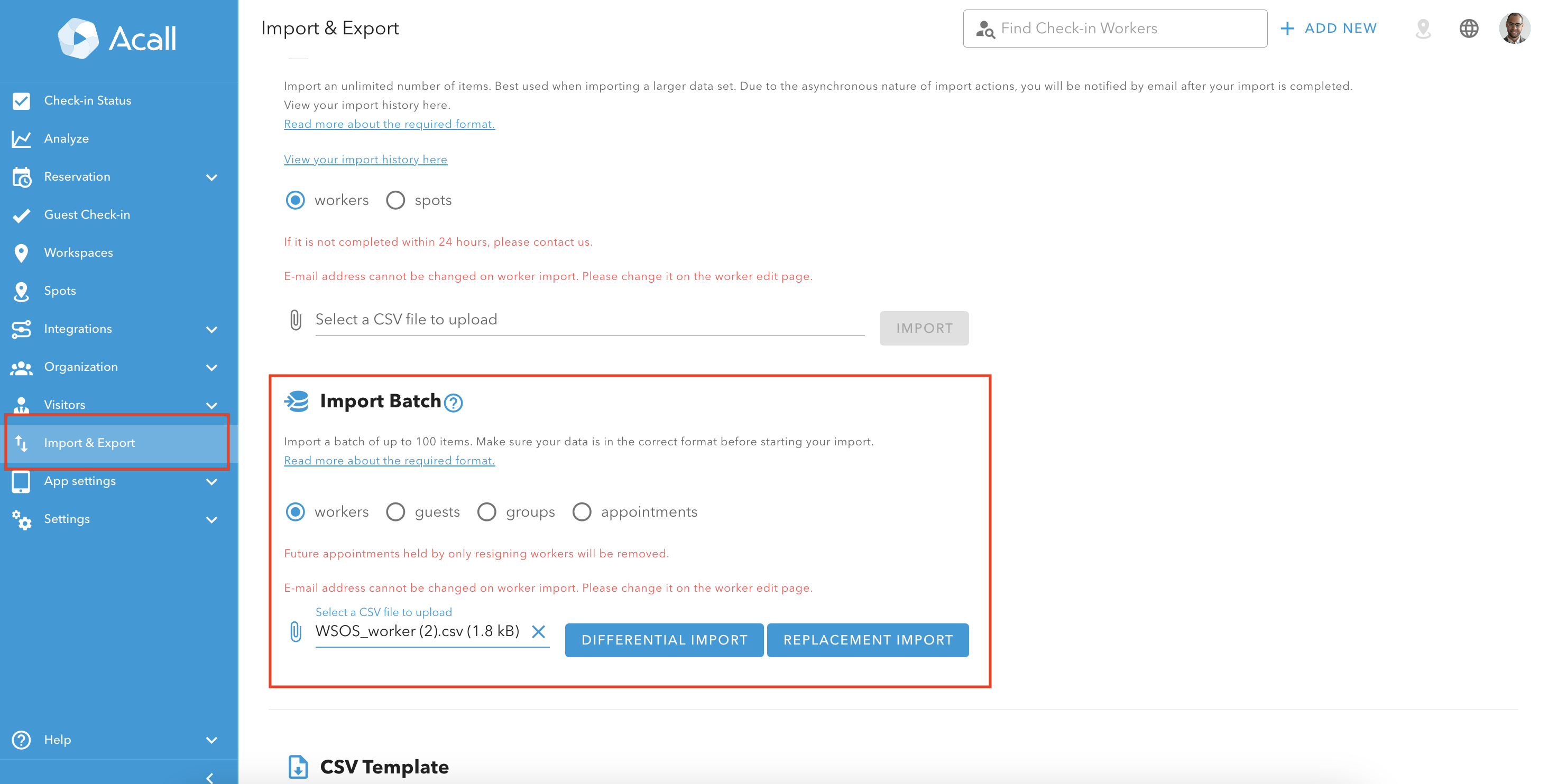 Import Batch – Acall Helpcenter