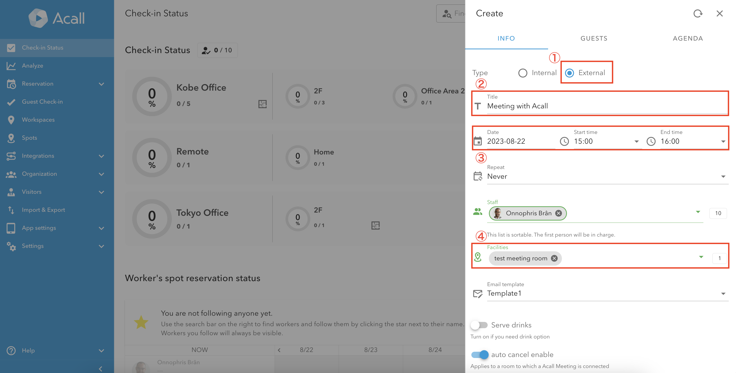 General User Guide (Reception Check-in) – Acall Helpcenter